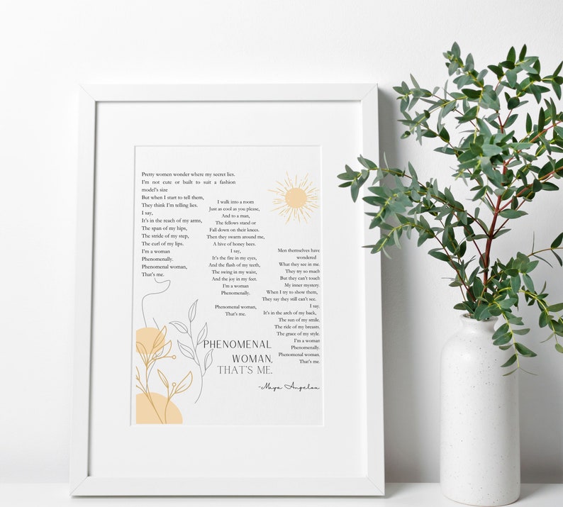 Phenomenal Woman Maya Angelou Poetry Print, Wall Art, Printable Digital ...