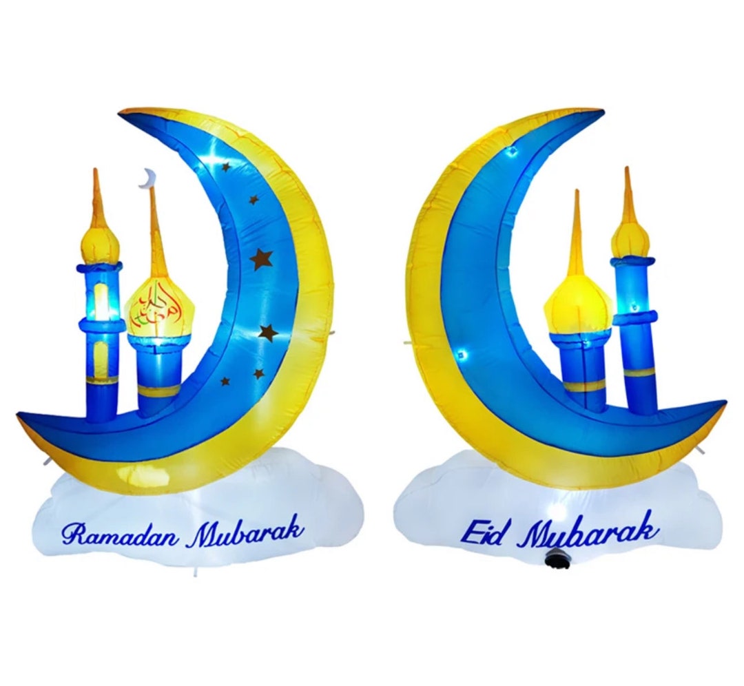 5FT Inflatables Ramadan & Eid Decoration Yellow and Bule Moon With ...