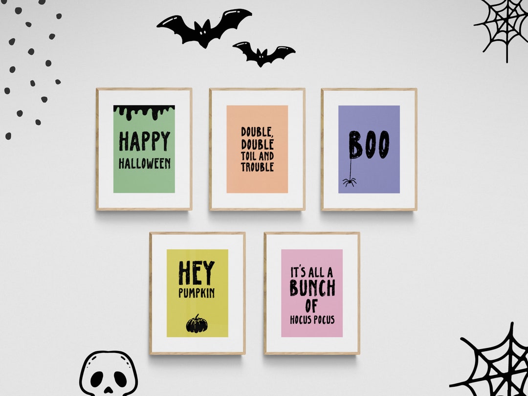 Printable Halloween Wall Art Set Spooky Wall Art Bright - Etsy