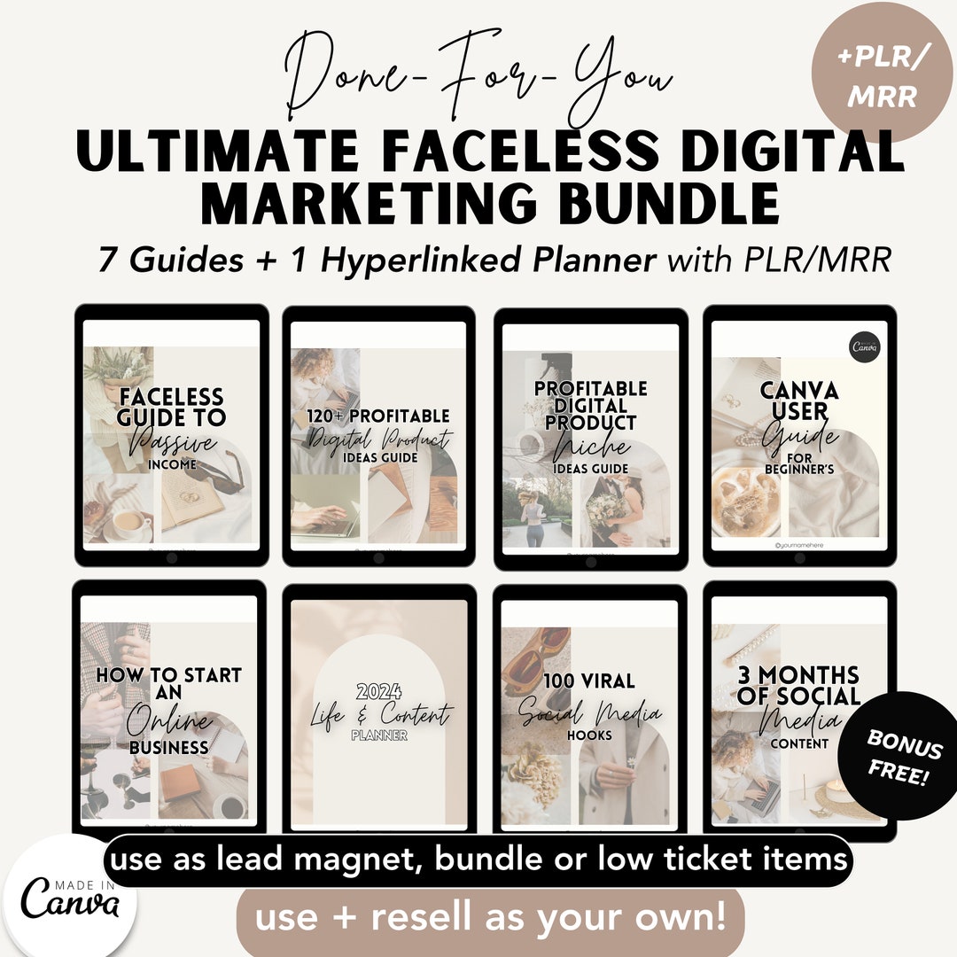 Faceless Guides, MRR, Plr, Lead Magnet Bundle, Done for You, Faceless Instagram, Faceless ...