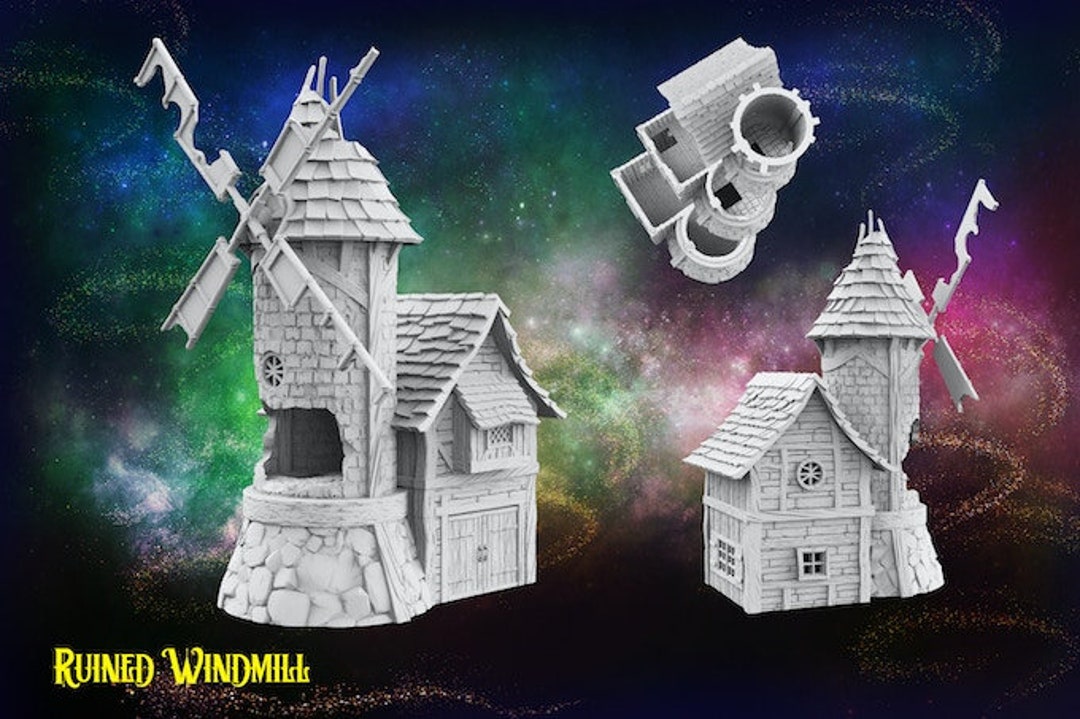 3D Printed Ruined Windmill With Playable Interior for Dungeons and ...