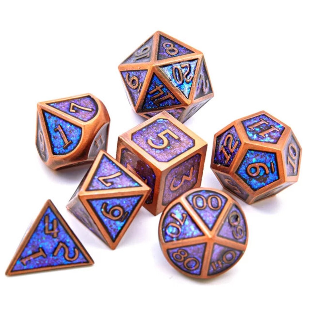 Bronze Astral Dice Set / Metal D&D Dice Set / Space Galaxy RPG Dice Set ...