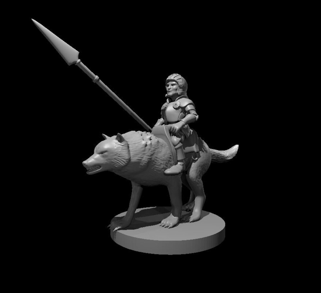 Halfling Mounted on Wolf Miniature - Etsy