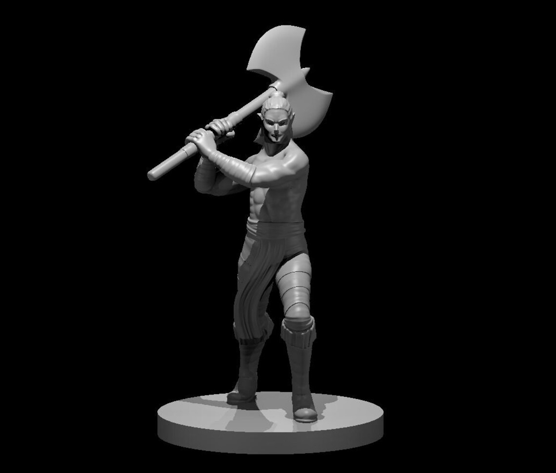 Elven Barbarian With Greataxe Miniature | Etsy