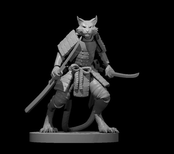 Tabaxi Samurai Miniature | Etsy