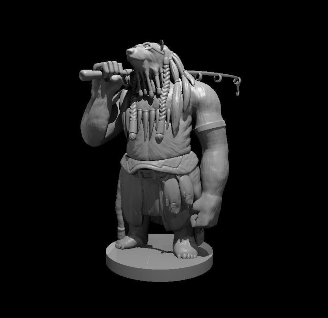 Goliath Werebear With Fishhook Miniature Model for D&D Dungeons and ...
