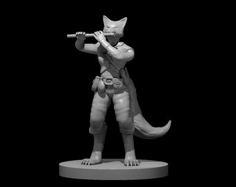 Kitsune Bard W/ Lyre Mini 32mm 28mm Resin Miniature Dungeons and ...