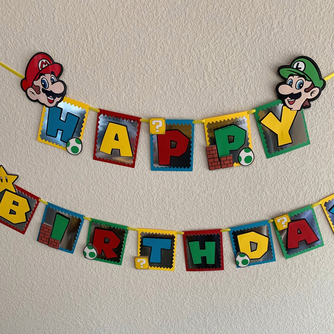 Super Mario Happy Birthday Banner Super Mario Birthday Party - Etsy