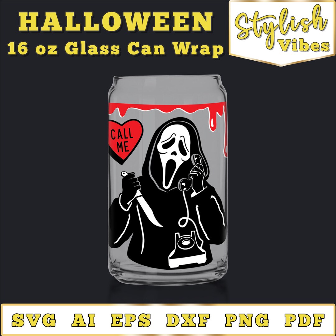 Scream Call Me Glass Can Wrap Scream Svg Horror Movie Glass - Etsy ...