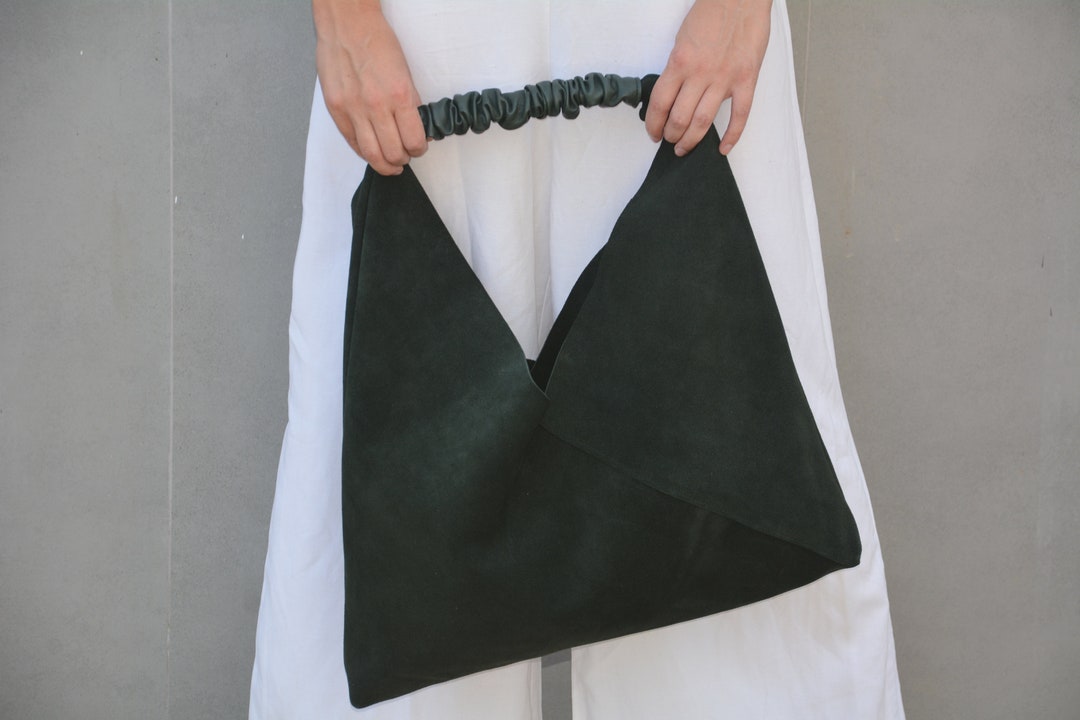 Suede Leather Japanese Origami Bag Large Leather Shopping - Etsy