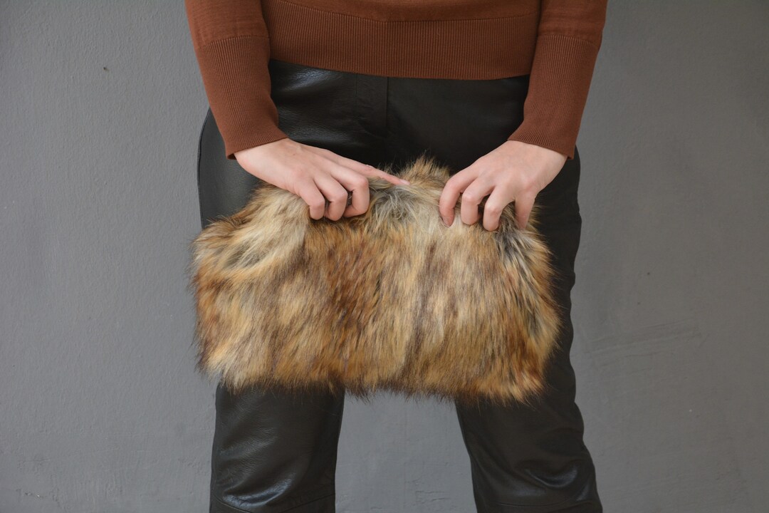 Long Pile Faux Fox Fur Clutch, Fox Plush Fur Womens Handbag, Plush ...