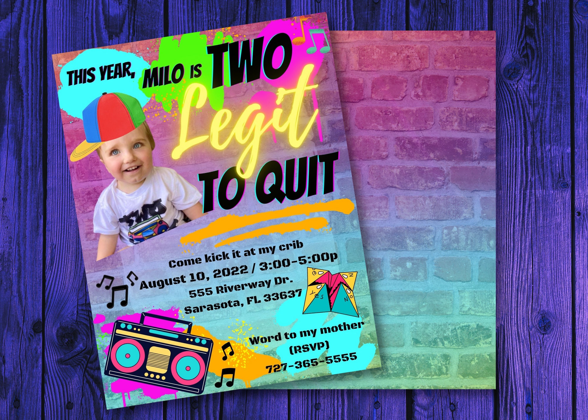 Two Legit to Quit 2nd Birthday Invitation 2 Legit to Quit - Etsy