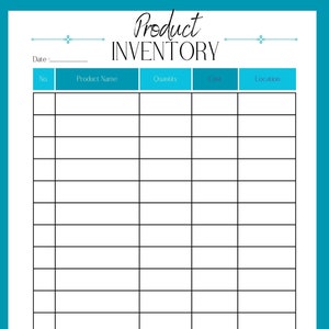 Blue and White Product Inventory Planner| Digital Planner| Printable ...
