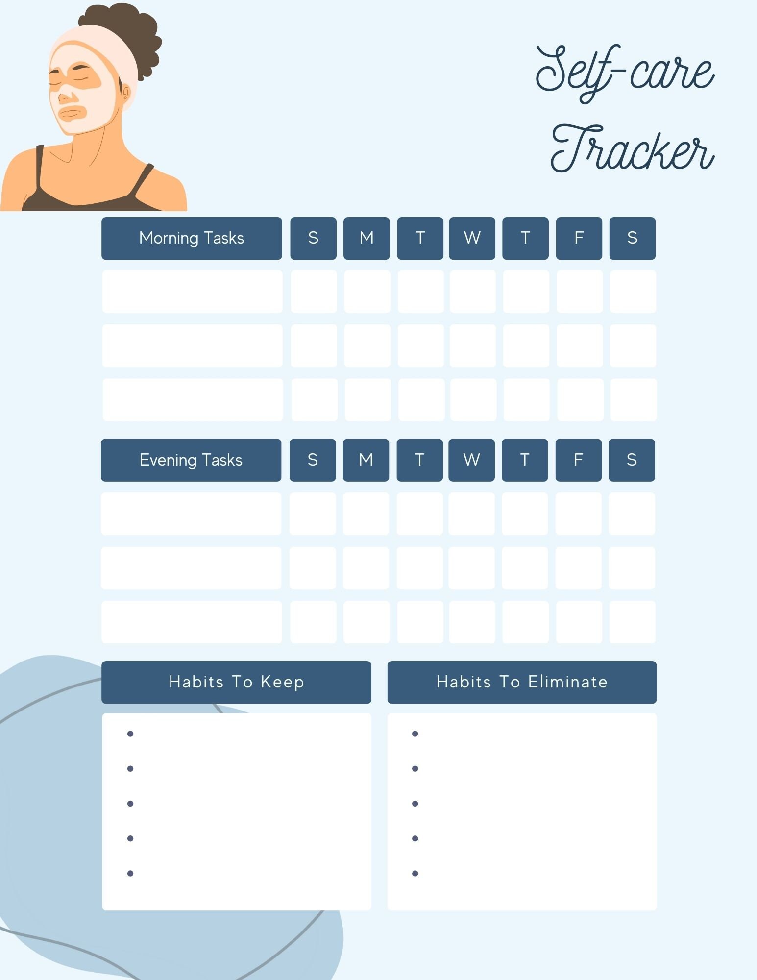 Light Blue Self-care Planner| Self-care Planner| Digital Planner ...