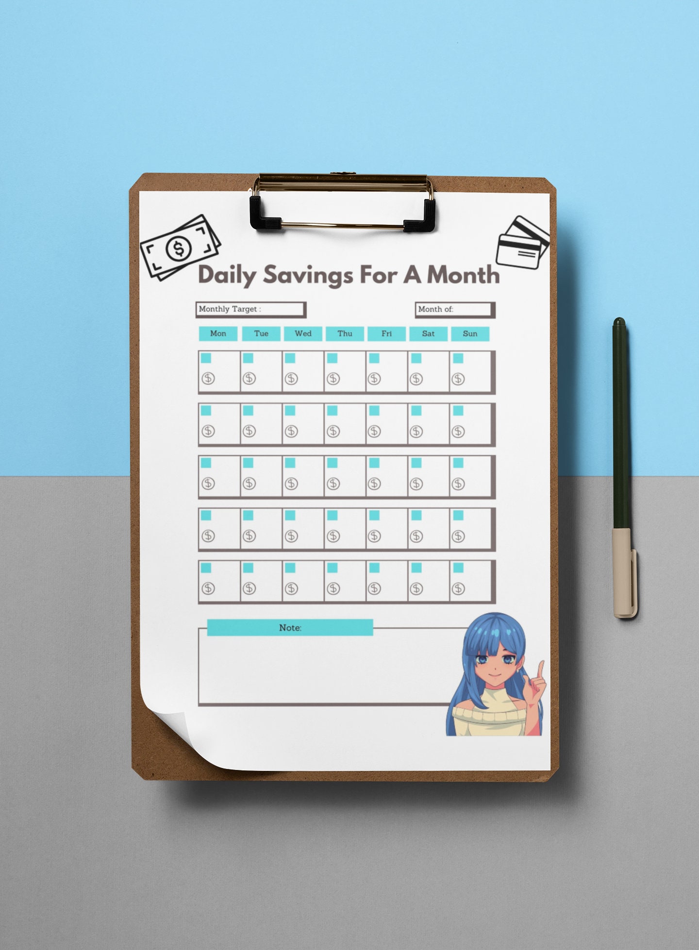 Blue Themed Money Saving Monthly Planner| Digital Planner| Money Saving ...
