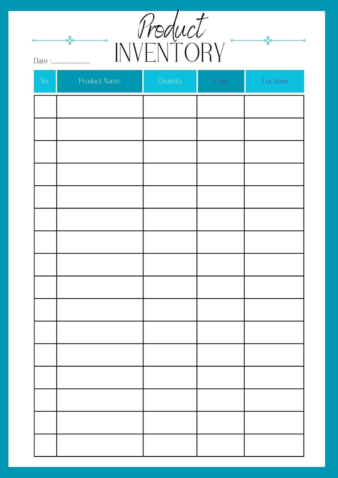 Blue and White Product Inventory Planner| Digital Planner| Printable ...
