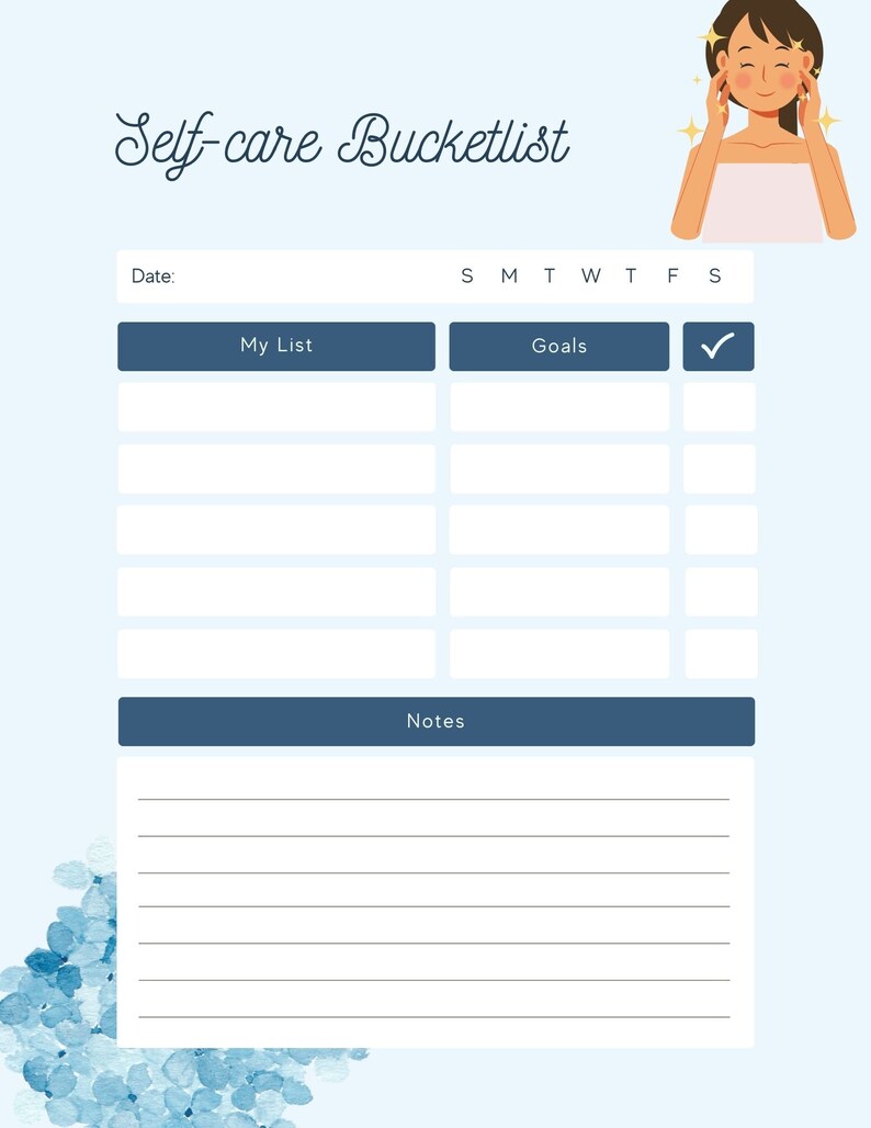 Light Blue Self-care Planner| Self-care Planner| Digital Planner ...