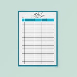 Blue and White Product Inventory Planner| Digital Planner| Printable ...