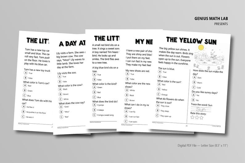 Level 1 Reading Comprehension Worksheets: Short Stories Multiple Choice ...