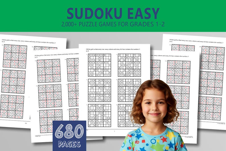 Sudoku Easy Worksheet for Kids Grades 1–2 | 2000+ Puzzles for Ages 7–8 ...
