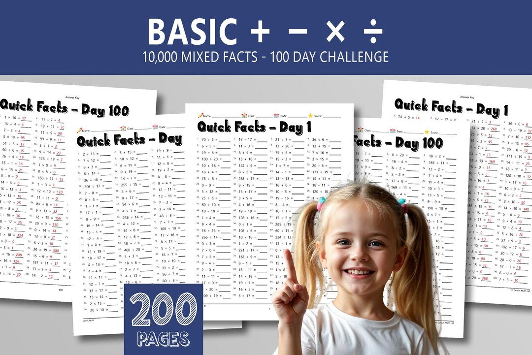 Math Worksheet Bundle: 10,000 Mixed Problems, Grades 2 (PDF Printable ...