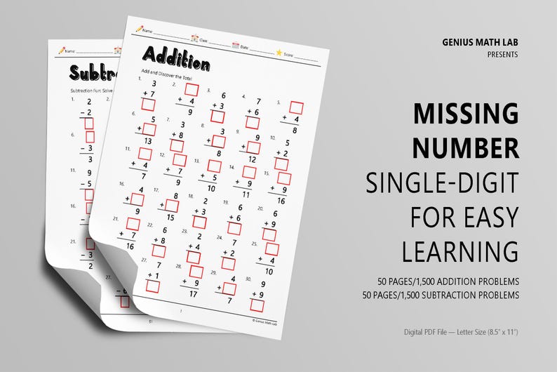 Addition and Subtraction Worksheet: Missing Number, Monster Truck Theme ...