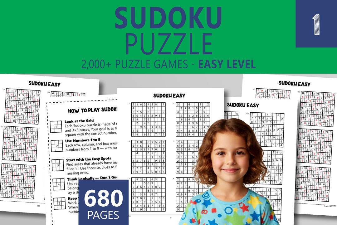 Easy Sudoku Worksheets: 2000 Logic Puzzle Games Grades 1-2 PDF - Etsy