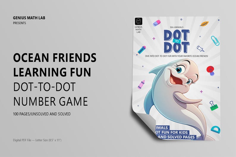 Dot to Dot Printable: Sea Animals, 50 Ocean Puzzles (digital PDF) Ages ...