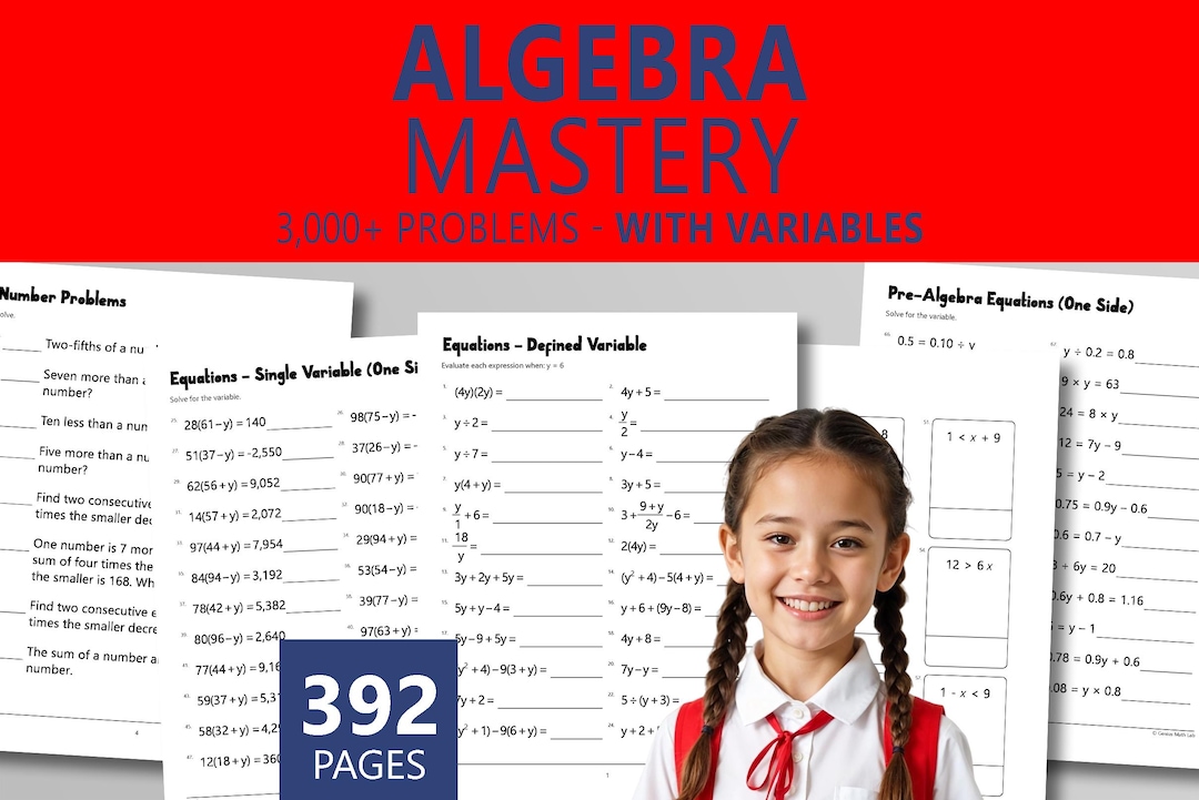 Algebra Worksheets: 3000 Practice Problems Grades 6-8 PDF - Etsy
