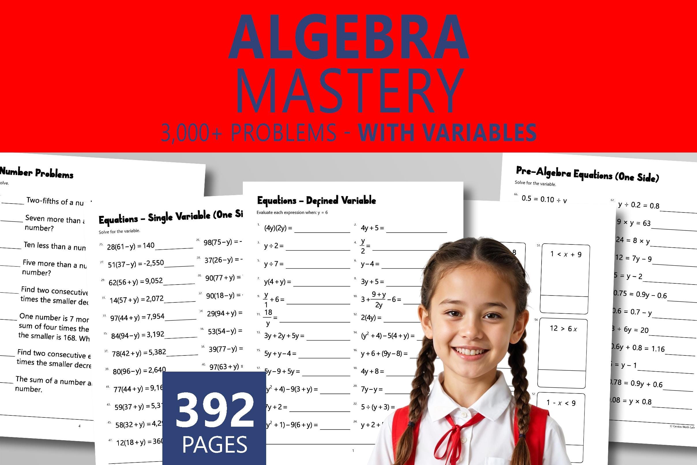 Algebra Worksheets: 3000 Practice Problems Grades 6-8 PDF - Etsy