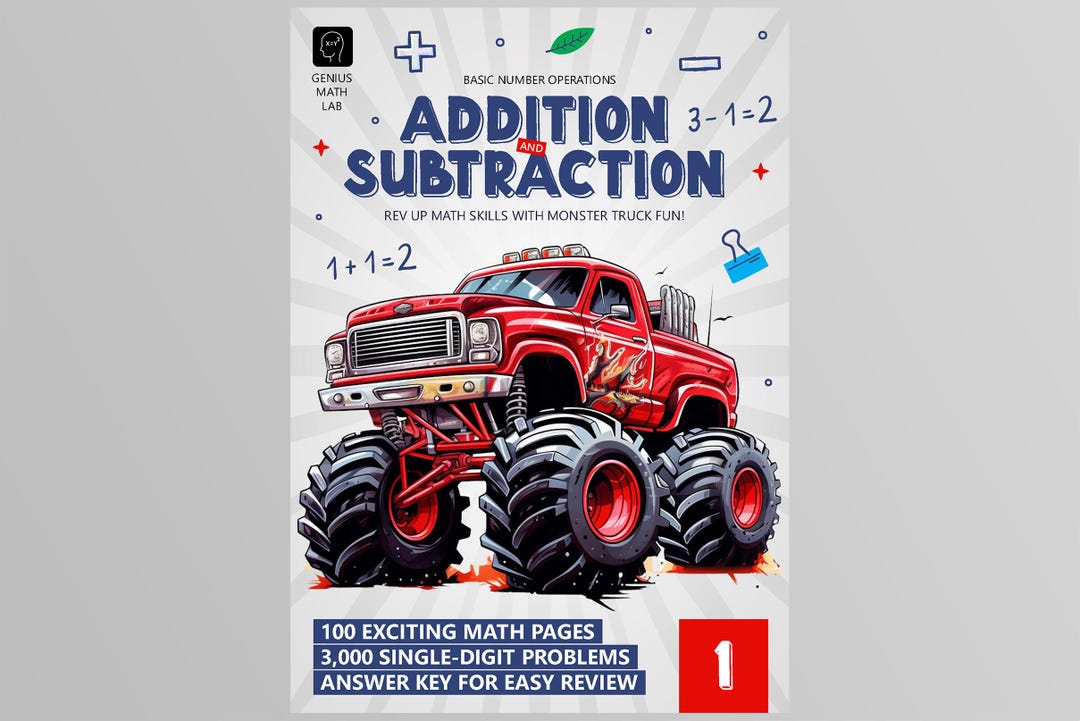 Addition & Subtraction Monster Truck Math Worksheets | 3000 Problems ...
