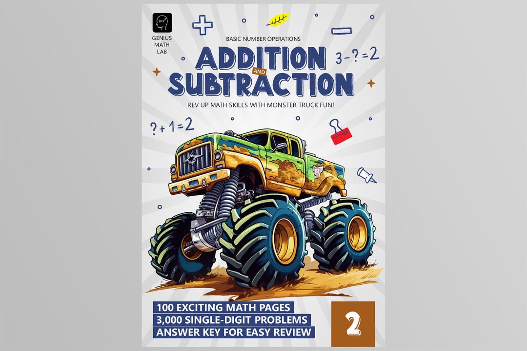 Missing Number Monster Truck Math Worksheets | 3000 Problems | Basic 1 ...