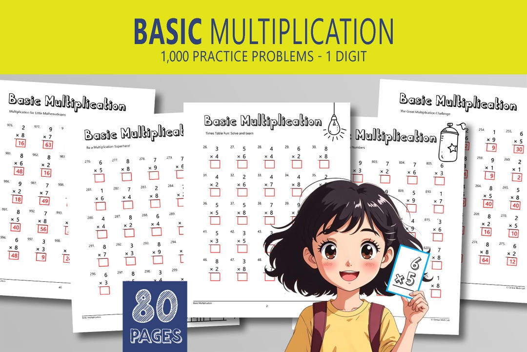 Multiplication Practice Workbook: Math Worksheet for Kids, Ages 7-9 ...