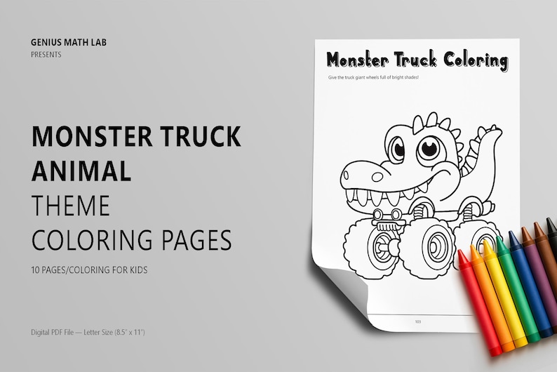 Addition and Subtraction Worksheet: Monster Truck Theme, Coloring Pages ...