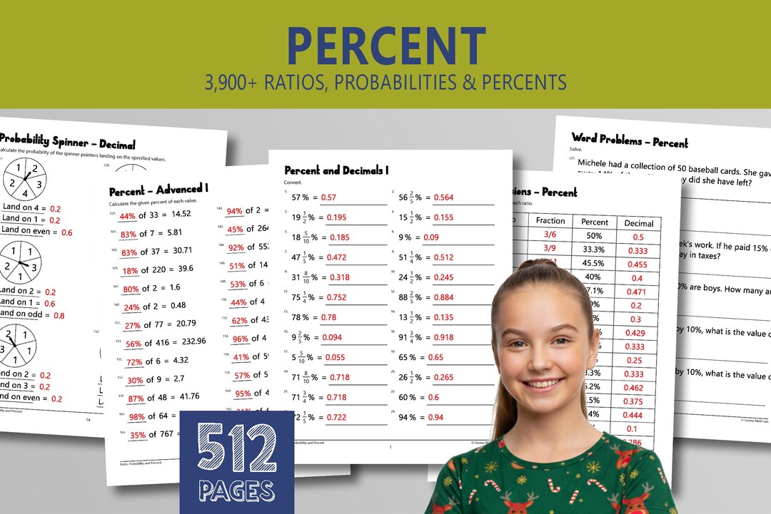 Christmas Math Worksheets: Ratios, Probability & Percents (PDF Download ...