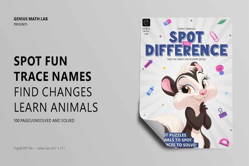 Spot the Difference: Forest Animals Theme, 50 Printable Puzzles ...