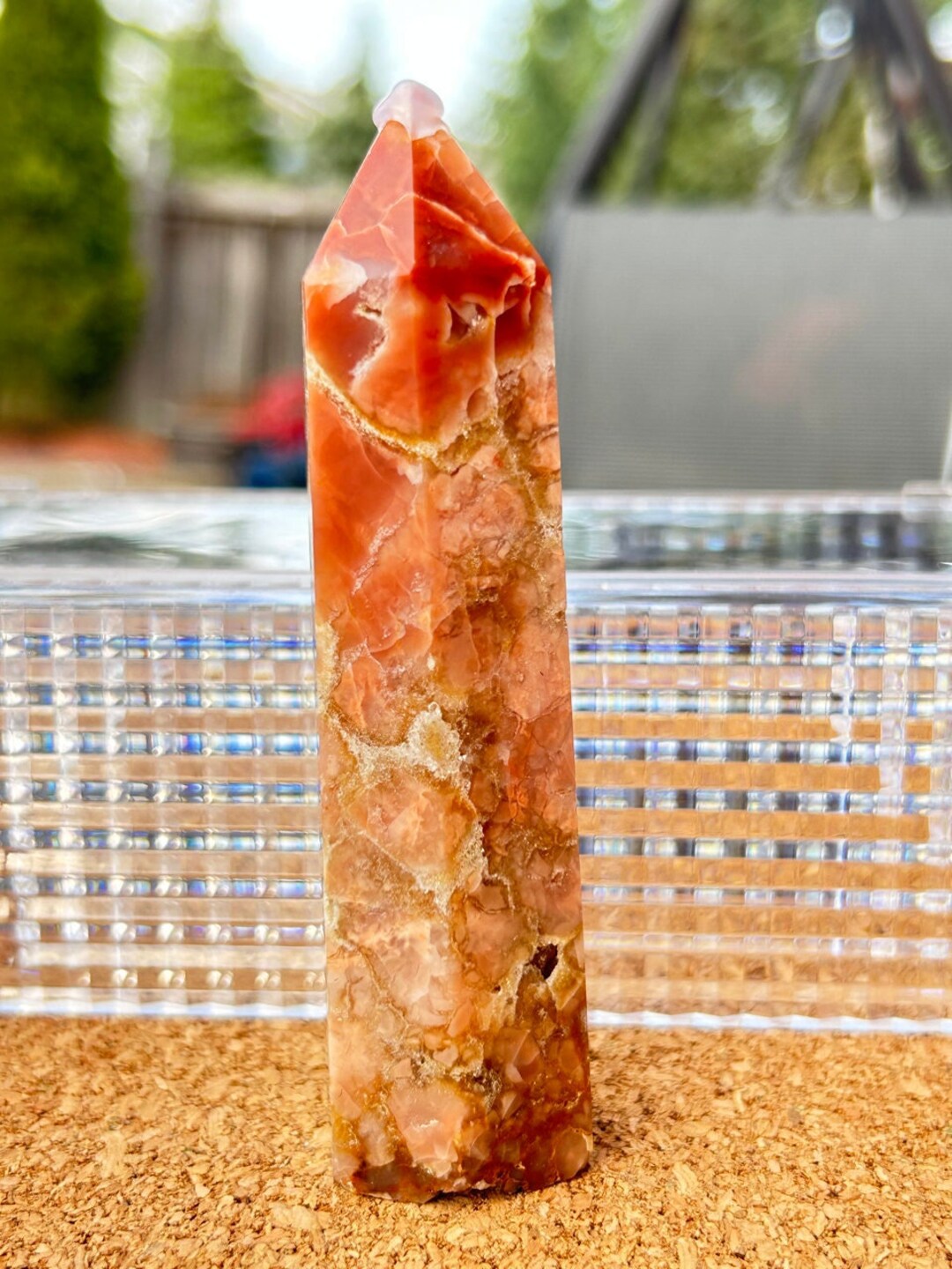 High Quality Pink Agate Crystal Tower, Cotton Candy Agate Tower, Ibis ...