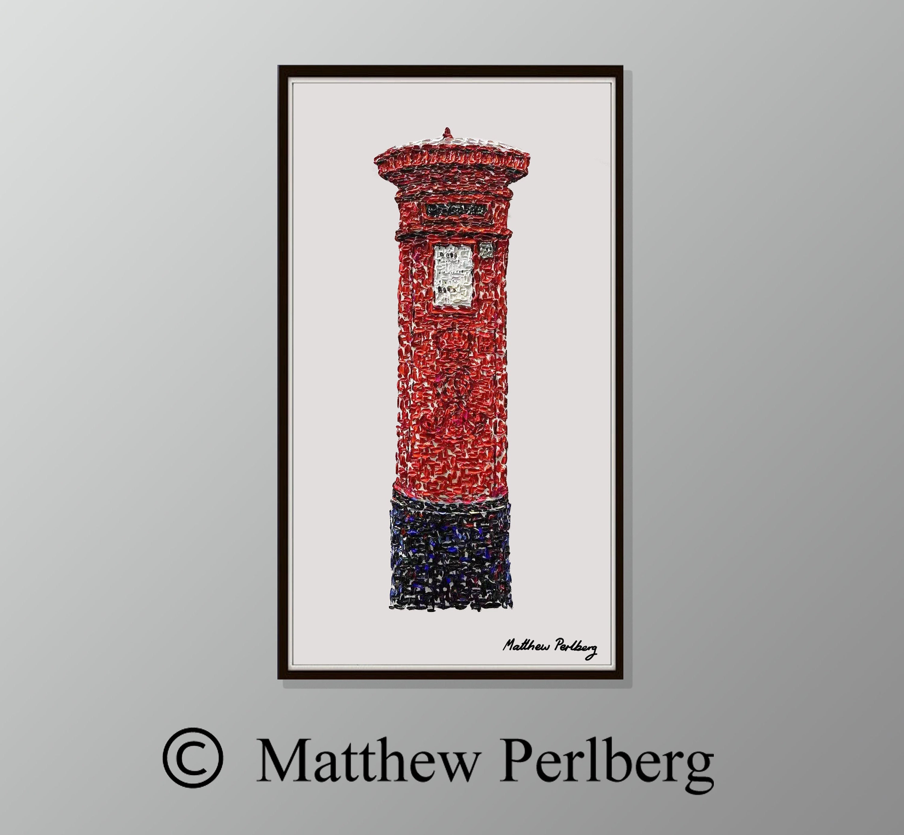 Red Post Box 32" Oil Painting on Canvas, Modern Art, Ideal Gift, London ...