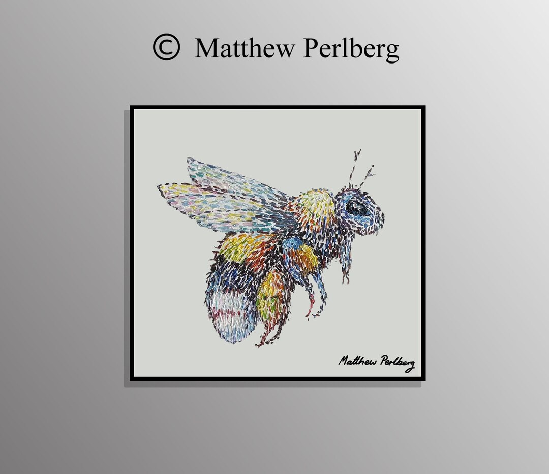 Honey Bee 25" Original Oil Painting on Canvas, Beautiful Composition of ...