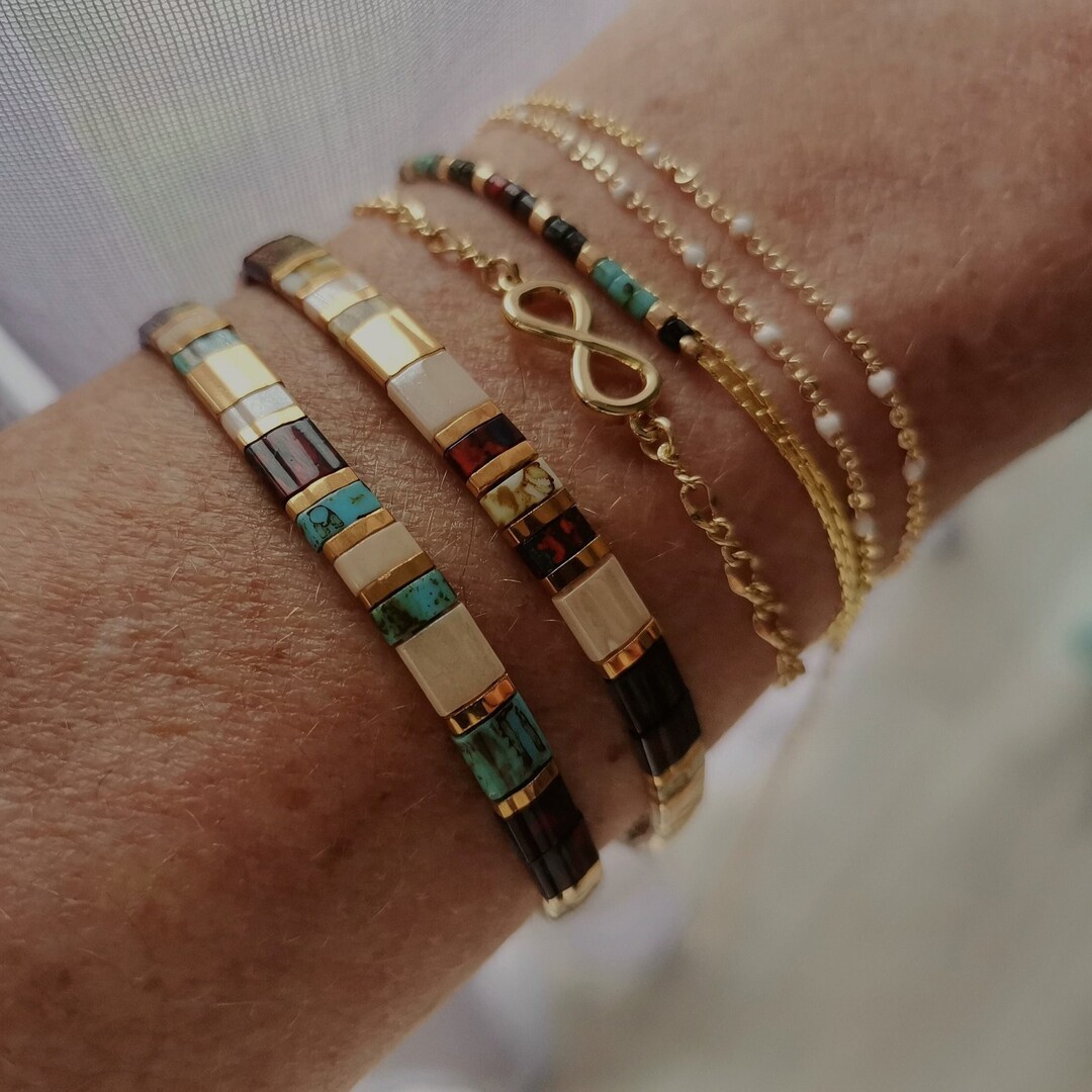 Bracelet Miyuki Tila Pour Femme Sur Mesure Bracelet Elastique En Perles ...