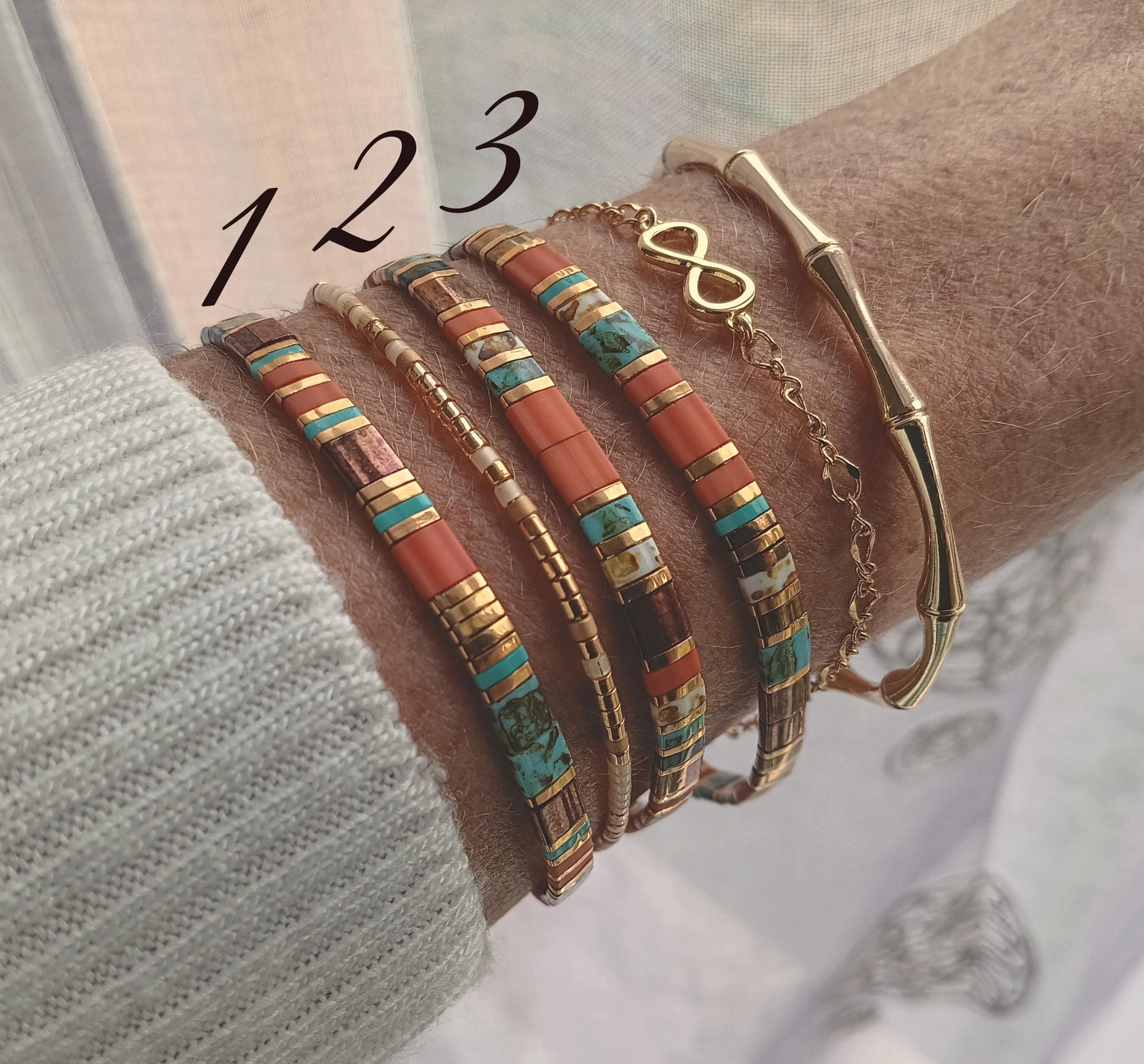 Miyuki Tila Bracelet for Women, Popular Japanese Bracelet, Orange, Blue ...