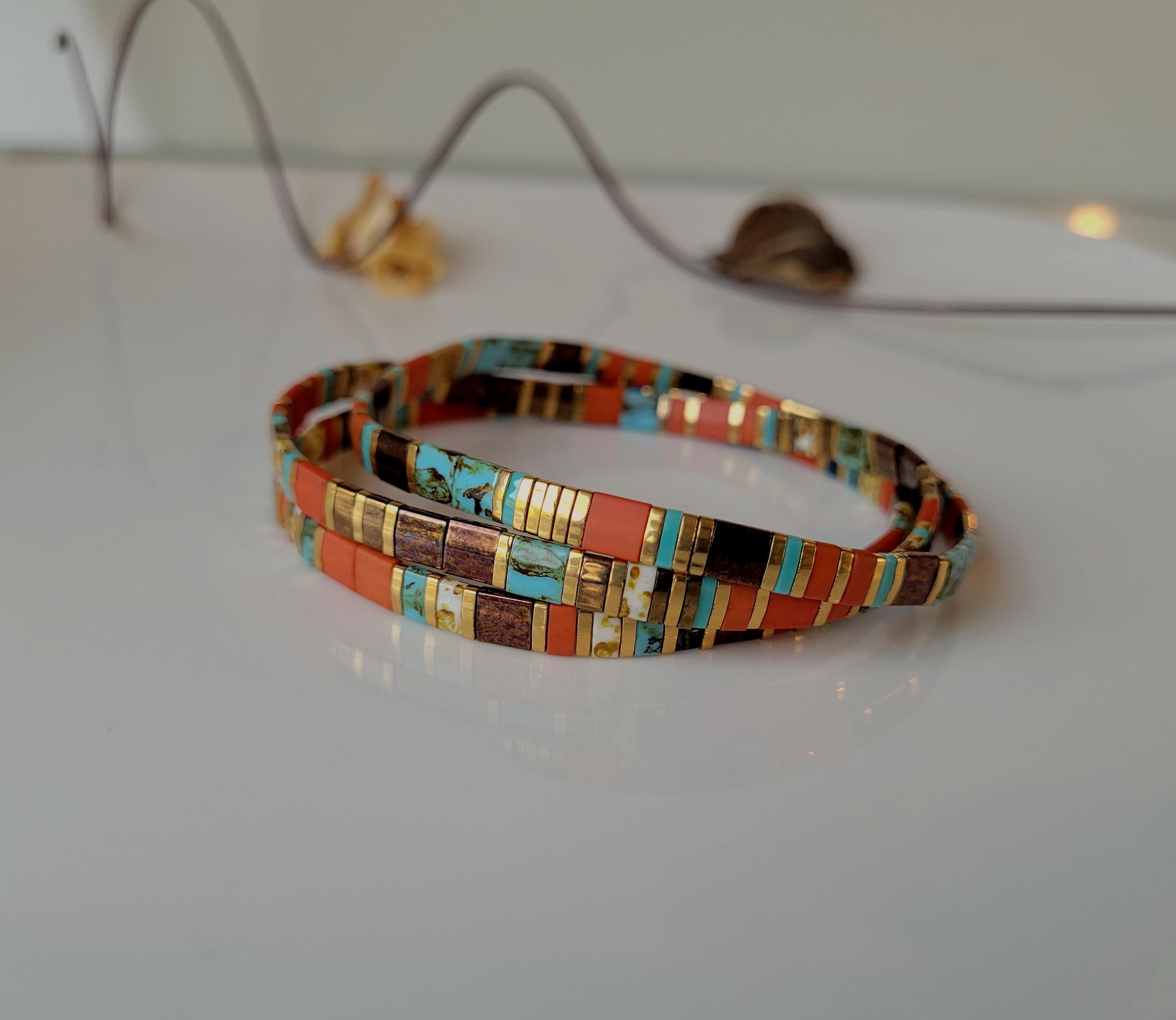 Miyuki Tila Bracelet for Women, Popular Japanese Bracelet, Orange, Blue ...