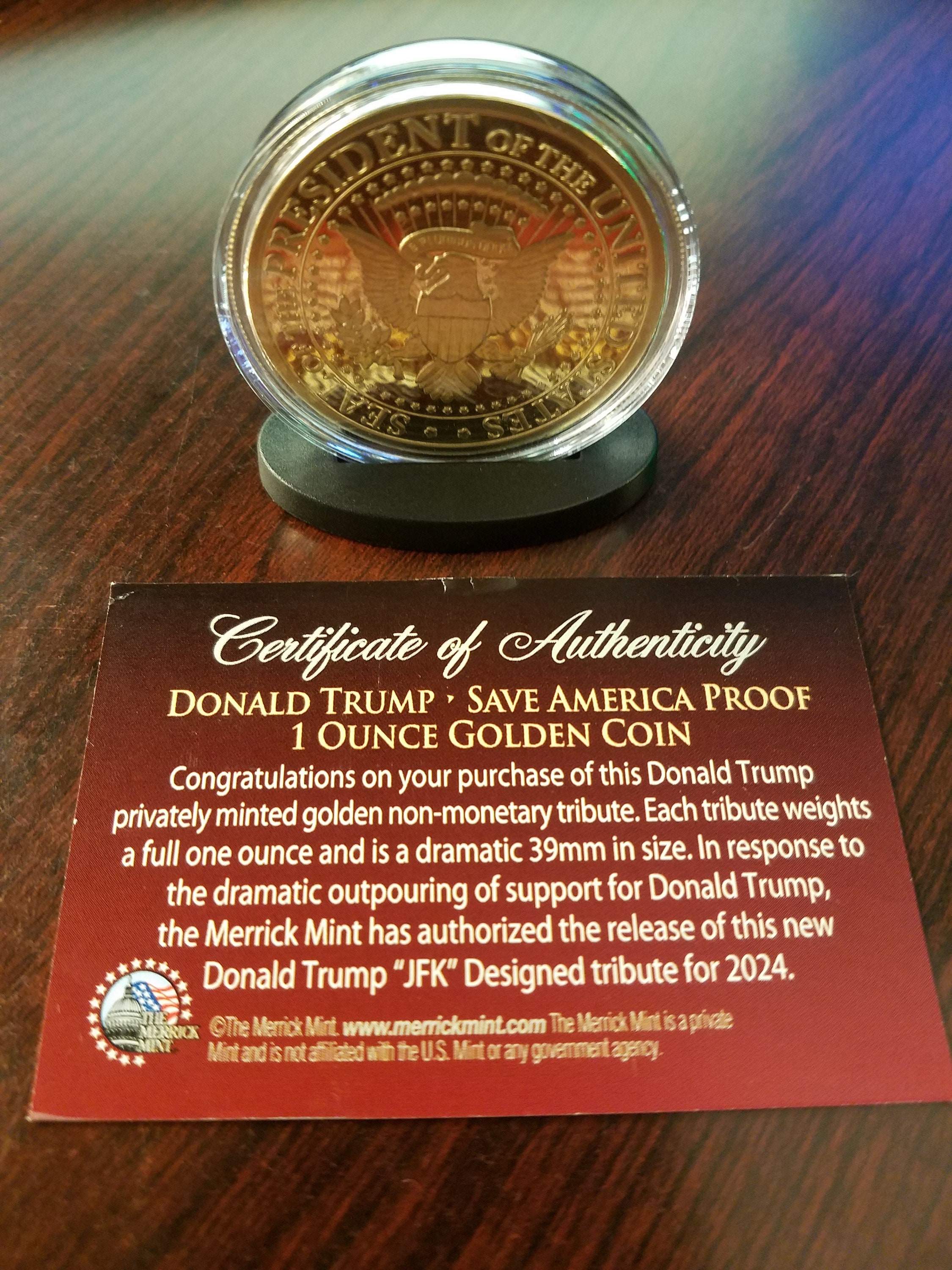 2024 Golden Donald Trump Save America Tribute Coin proof-like - Etsy