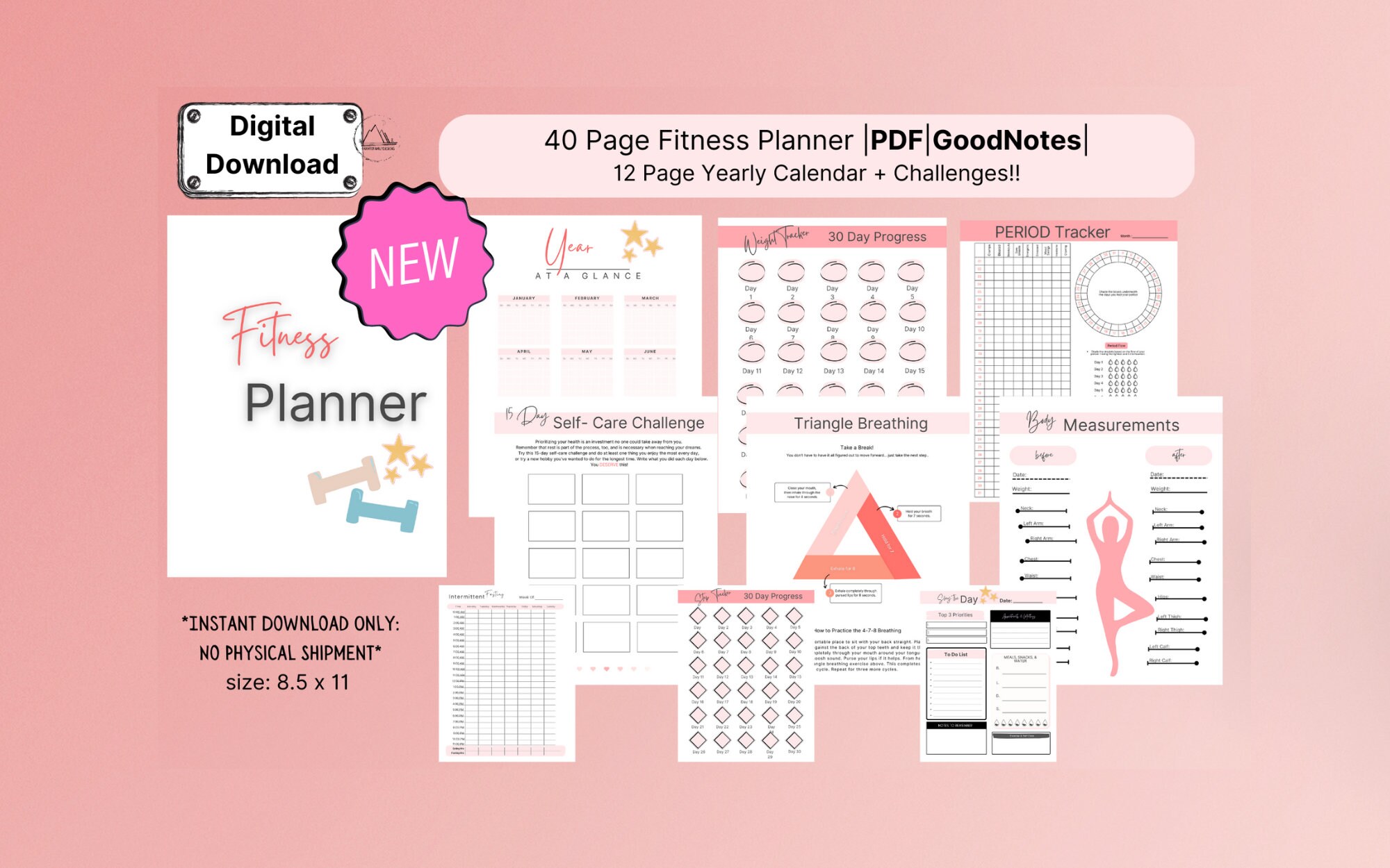 Printable Fitness Planner| Beginners or Advanced Health Enthusiasts ...