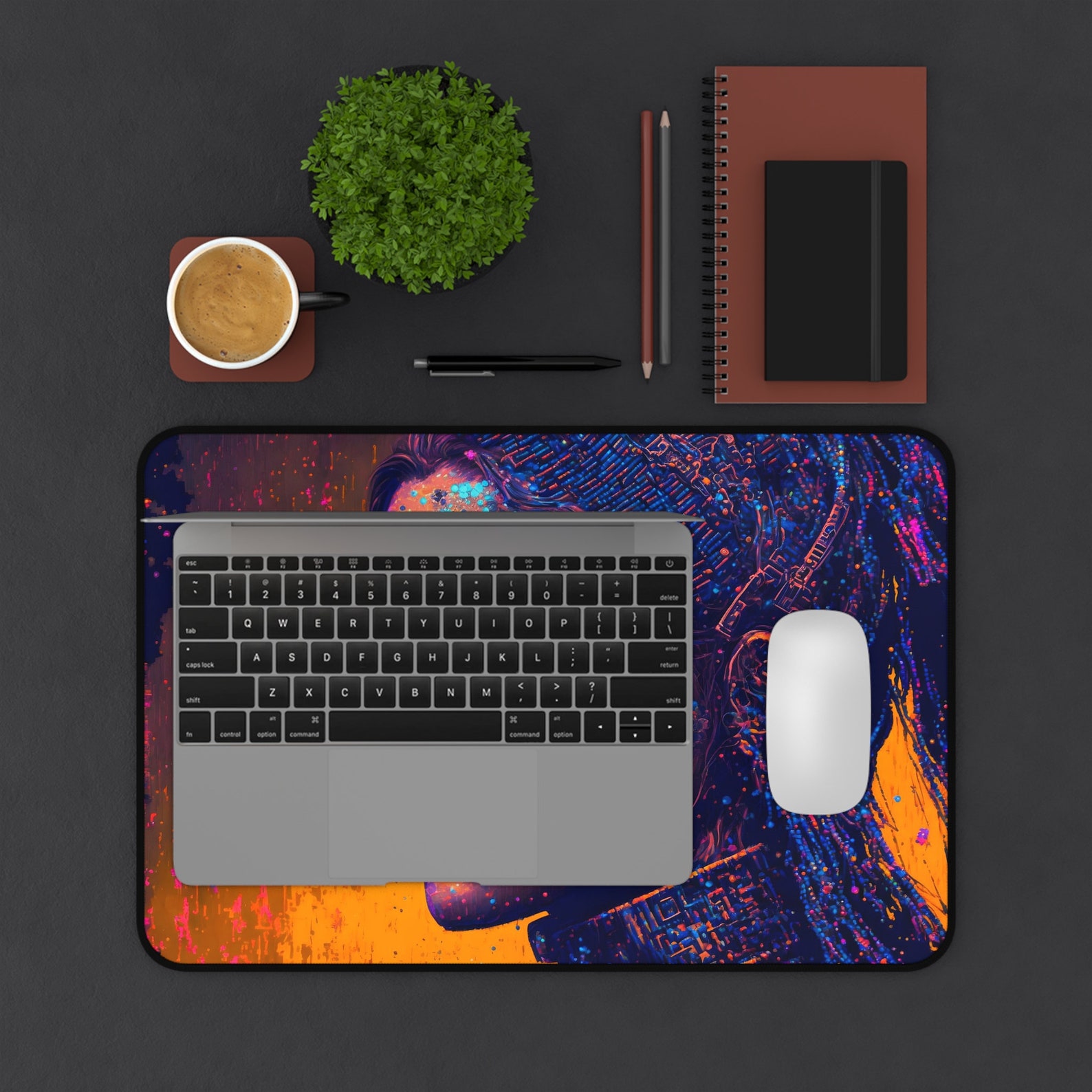 Cyberpunk Mousepad Orange Desk Pad Pop Art Manga Anime Girl - Etsy
