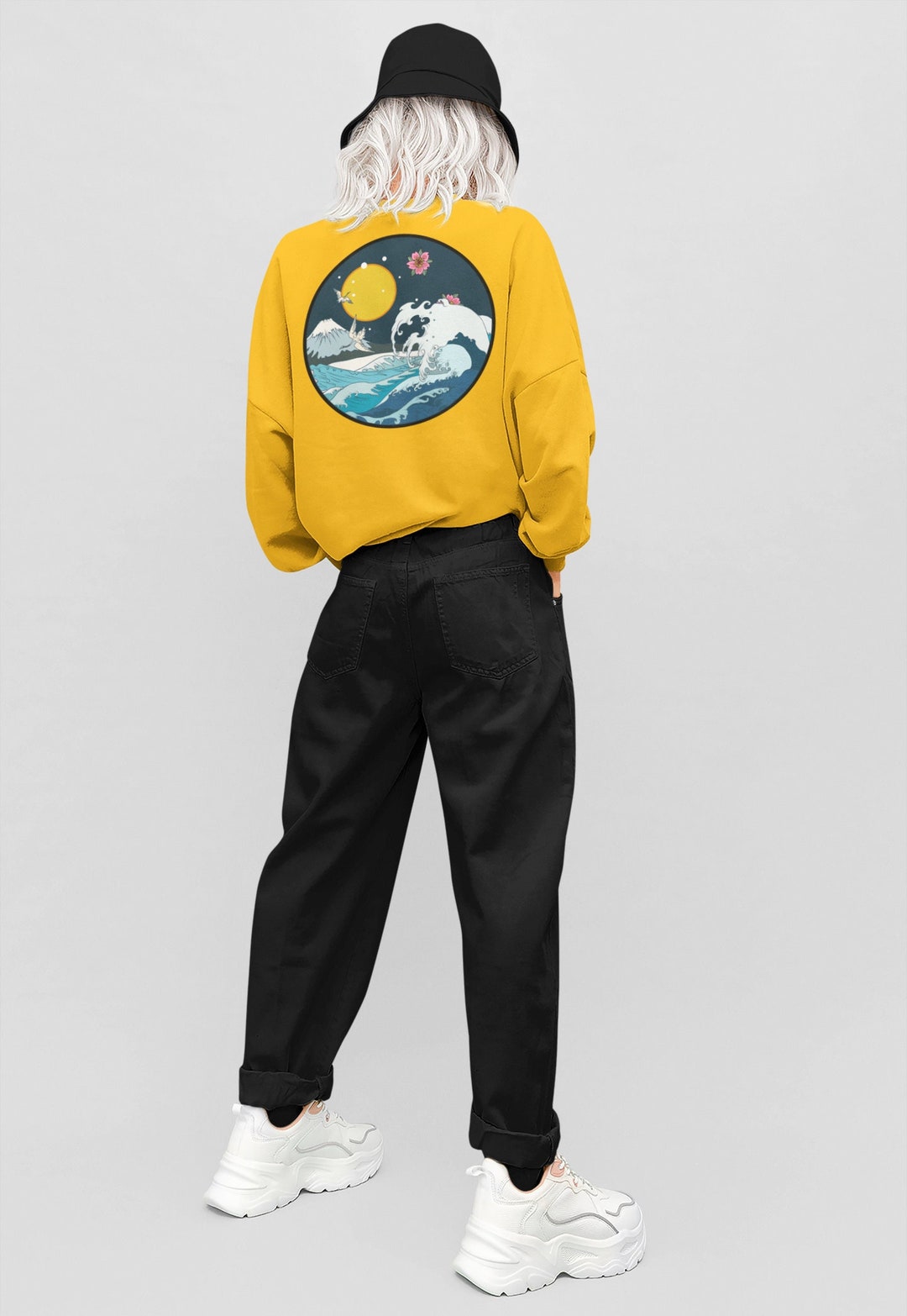The Great Wave off Kanagawa Unisex Vaporwave Sweater, Wave Shirt, Japan ...