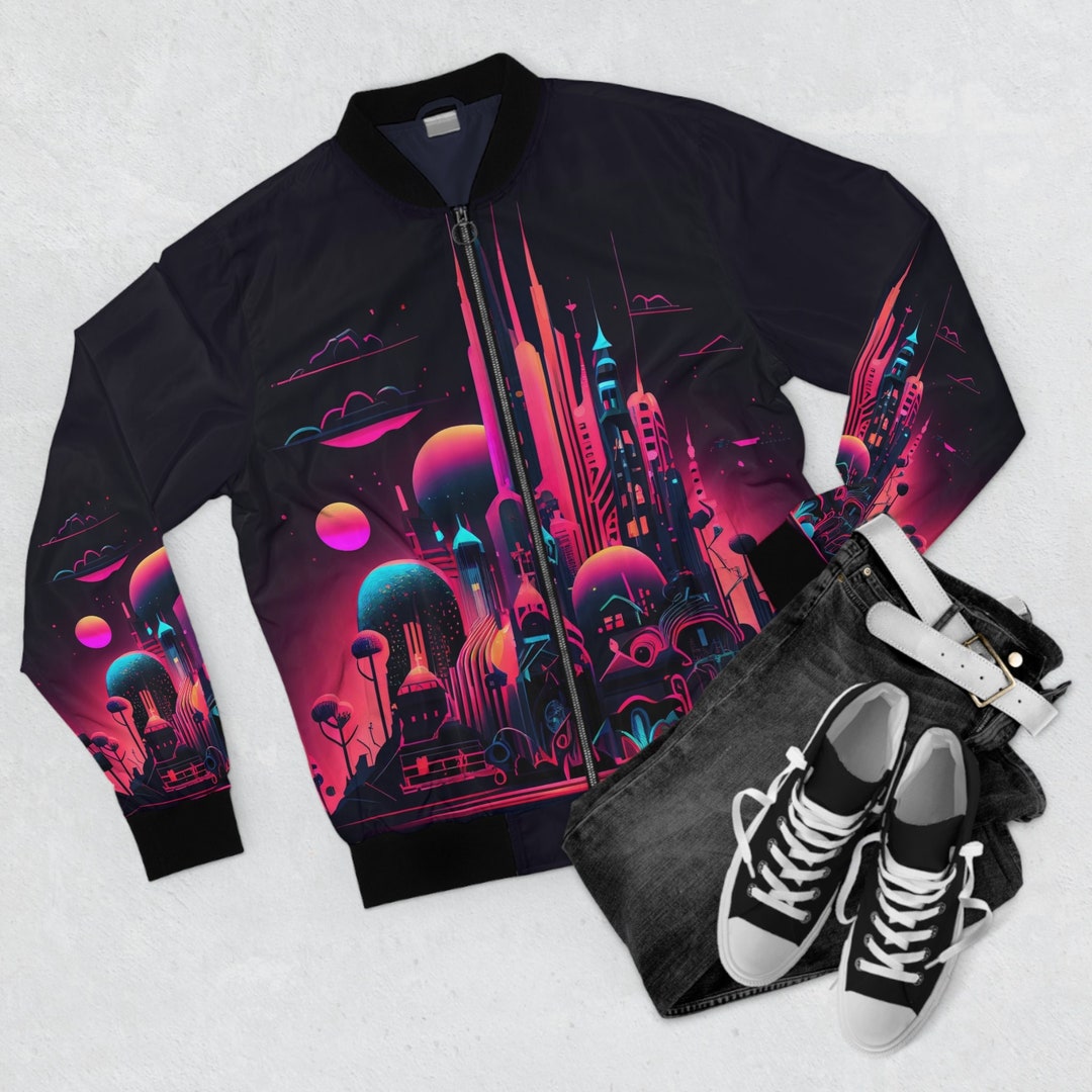 Men's Bomber Jacket, Cyberpunk Jacket, Zip up Jacket, Futuristic Jacket ...