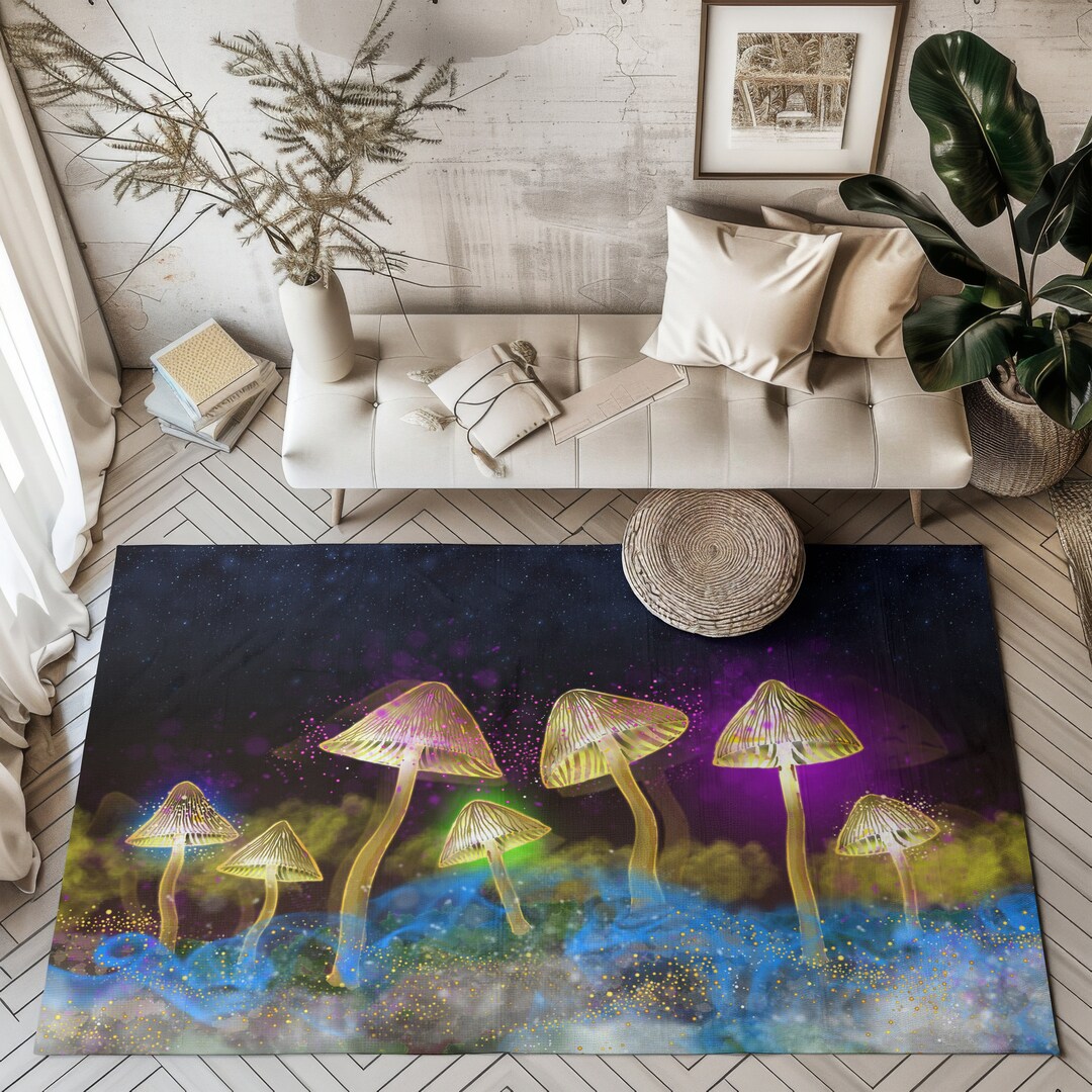 Mushroom Rug Aesthetic Rug, Psychedelic, Strange Rug, Trendy Rug ...
