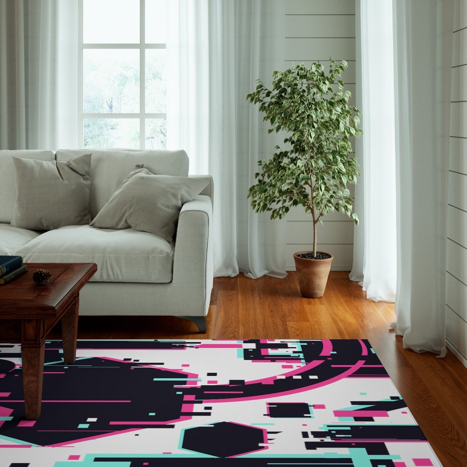 Cyberpunk Decor - Glitch Dornier Rug, Abstract Art, Gaming, Man Cave ...