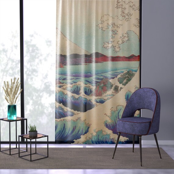 Great Wave off Kanagawa Cool Window Curtains 50 84 Sheer Curtain Aesthetic Curtains Home Decor Japanese Bohemian Curtains Unique Etsy Ireland